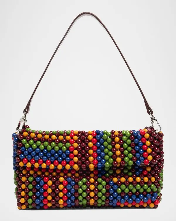 Staud Timmy Convertible Beaded Shoulder Bag - Jungle Stripe