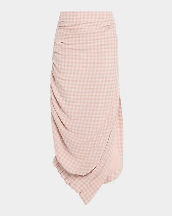 JBQ Novie Draped Plaid Midi Skirt