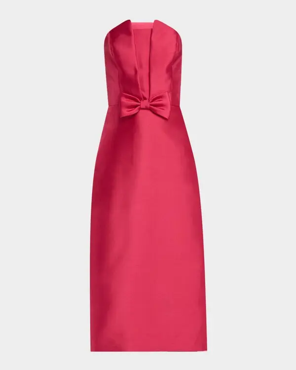 Theia Bridget Strapless Mikado Midi Dress