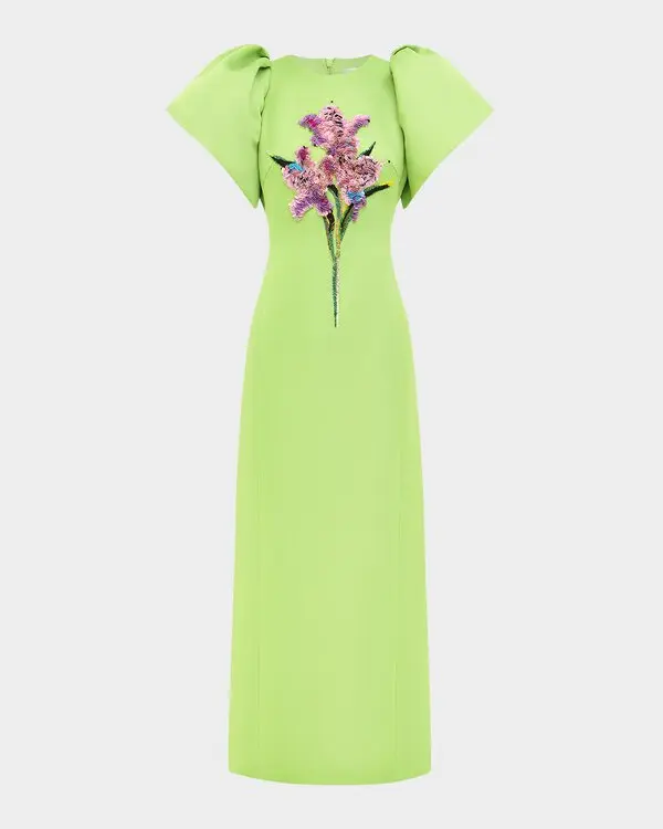 LEO LIN Lucinda Floral Sequin Maxi Dress - Lily Prt In Parakeet