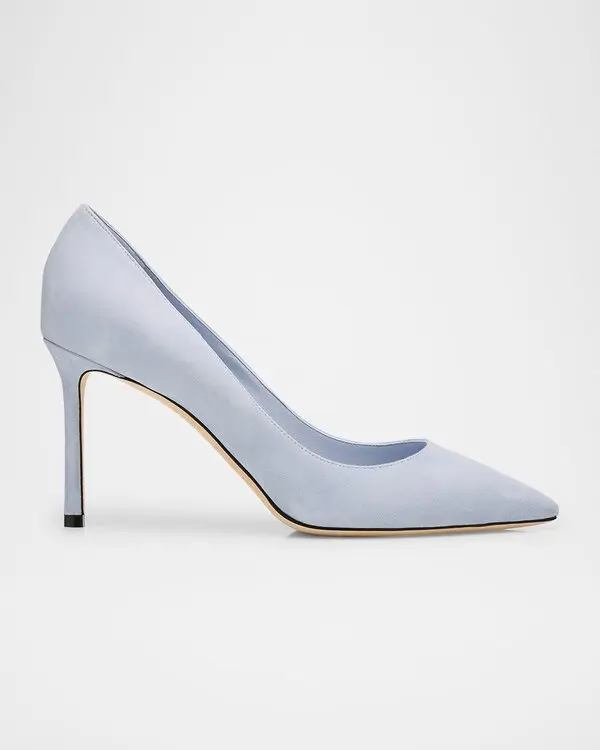 JIMMY CHOO Romy 85 Suede Pumps - Light Blue Haze