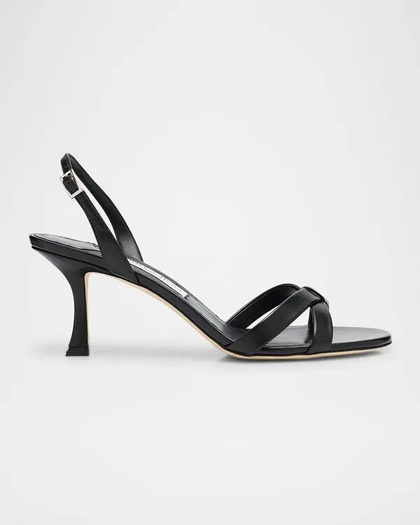 JIMMY CHOO Elsy 70 Leather Sandals - Black