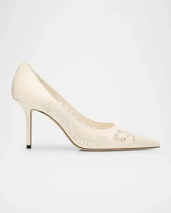 Jimmy Choo Love 85 Nappa Embroidered Pumps Latte Editorialist