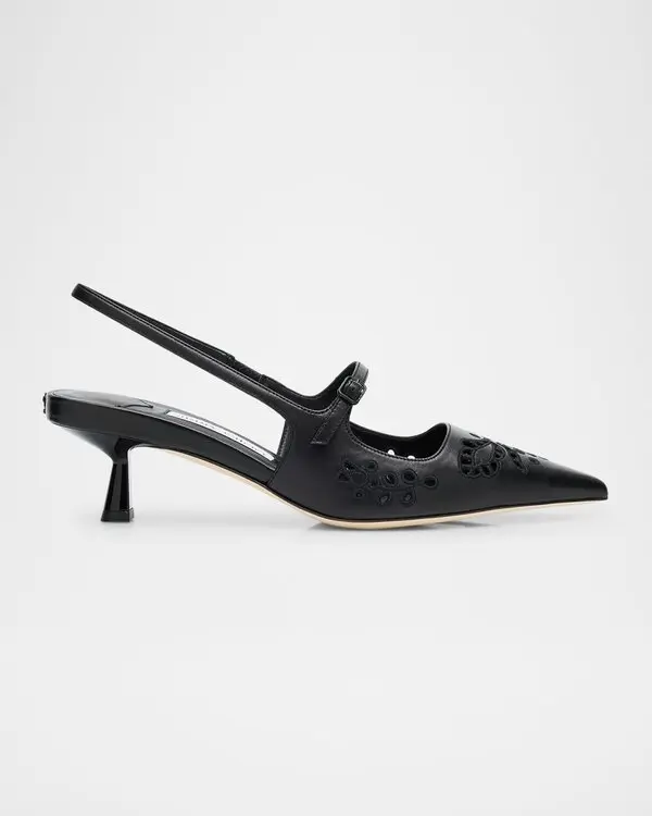 JIMMY CHOO Didi 45 Leather Slingback Pumps - Black