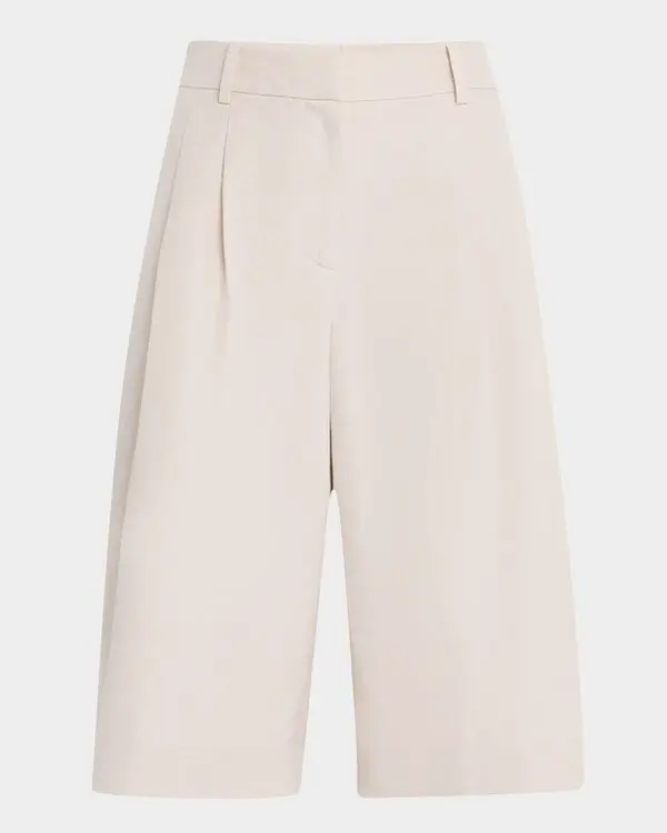 Lafayette 148 New York Sutton Pleated Wide-leg Shorts - Pearl