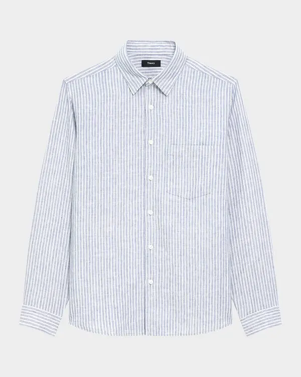 Theory Irving Summer Stripe Pocket Casual Button-down Shirt - Dkrnstm/es