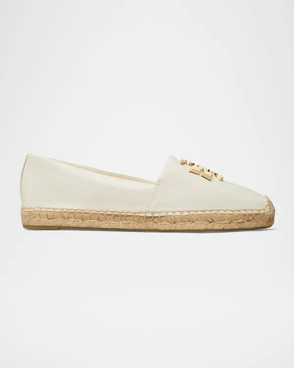 Tory Burch Eleanor Leather Medallion Espadrilles - Light Cream