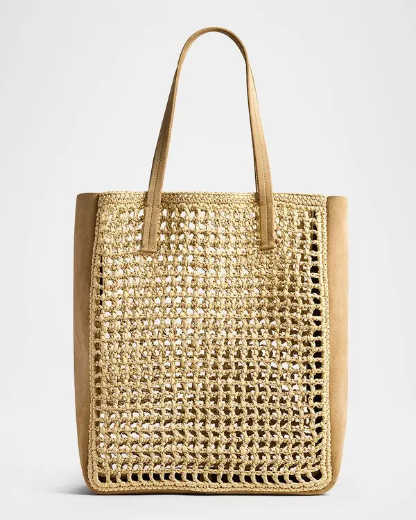 Khaite Zoe Raffia And Suede Tote Bag