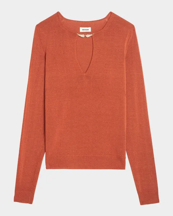 Zadig&Voltaire Cotton-blend Sweater With Wing Detail - Sienna