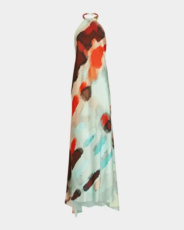 Silvia Tcherassi Zeffa Silk Maxi Dress - Aqwtrclr