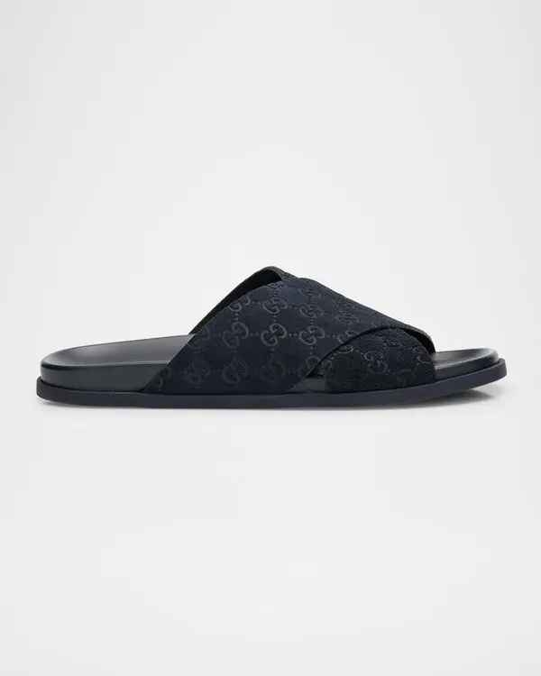 Gucci Gg Suede Crisscross Slide Sandals