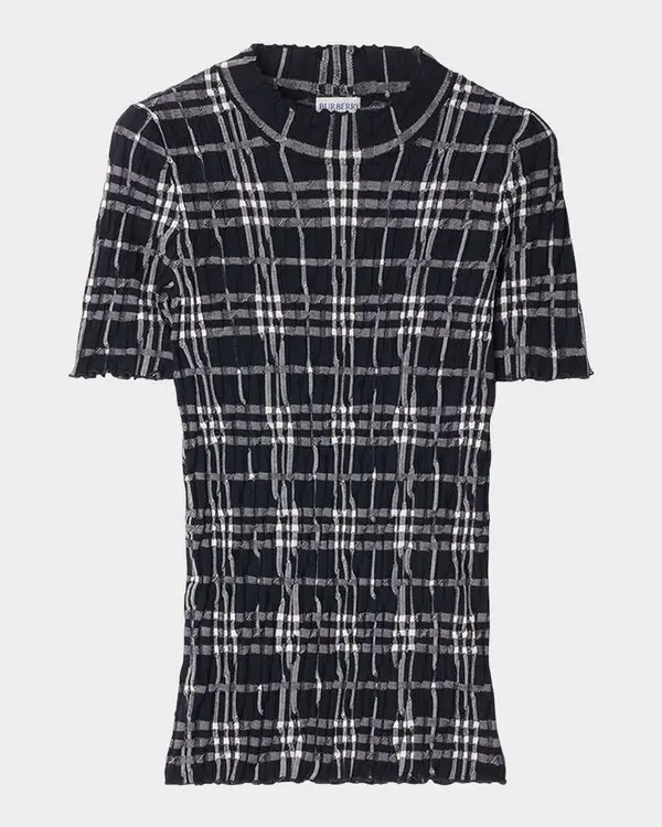 Burberry Short-sleeve Crinkle Top - Inkchalk