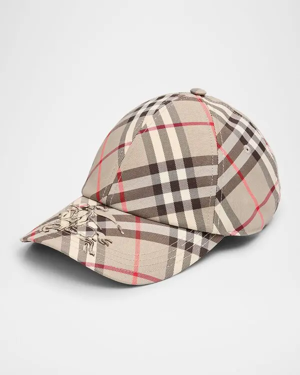Burberry Bias Check Baseball Cap - Mauve Grey Ip Check