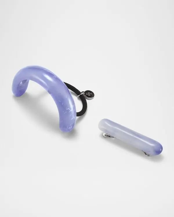 LELET NY Marble Arch Pony Cuff And Barrette Set - Blue Agate