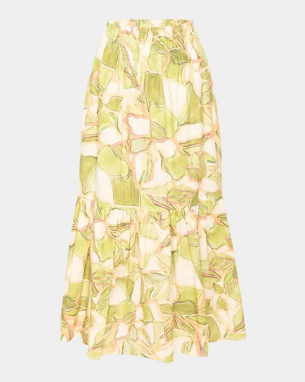 Misa Elna Abstract Printed Maxi Skirt