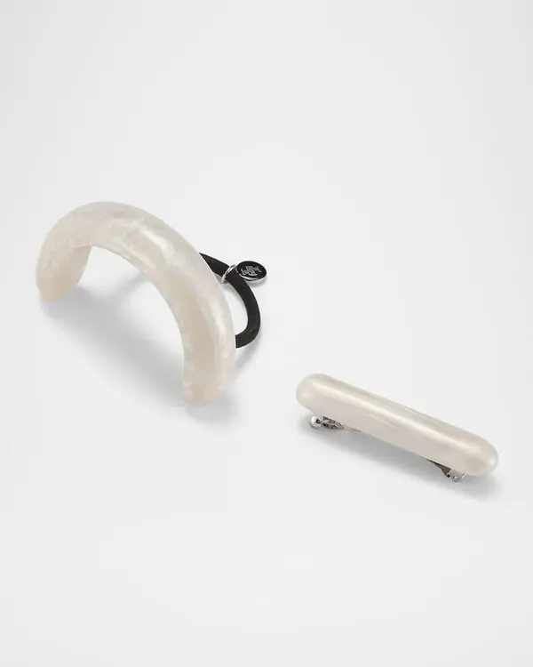 LELET NY Marble Arch Pony Cuff And Barrette Set - Pearlescent