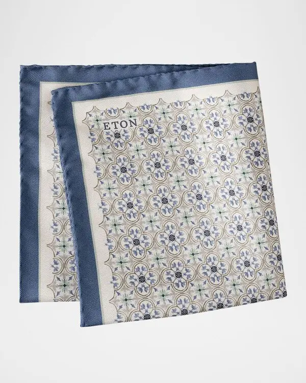 Eton Medallion Silk Pocket Square - Multi