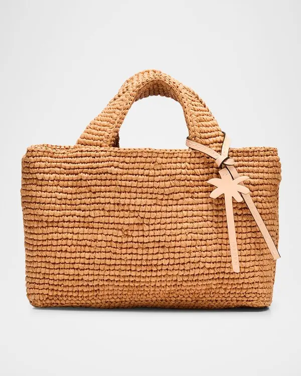 Manebí Sunset Mini Raffia Top-handle Bag - Island Peach
