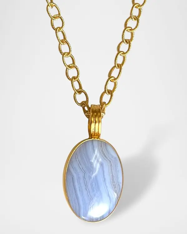 DINA MACKNEY Pendant Necklace - Blue Lace Agate