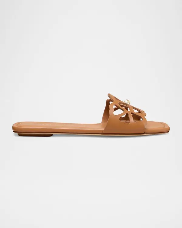 STUART WEITZMAN Jasmine Cutout Flat Slide Sandals - Macchiato