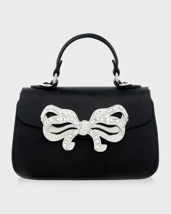 Judith Leiber Bow Satin Top-handle Bag - Silver/black