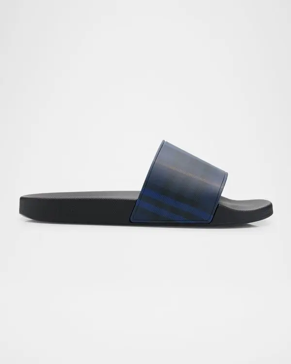 Burberry Furley Check Slide Sandals - Midnight Ip Chk