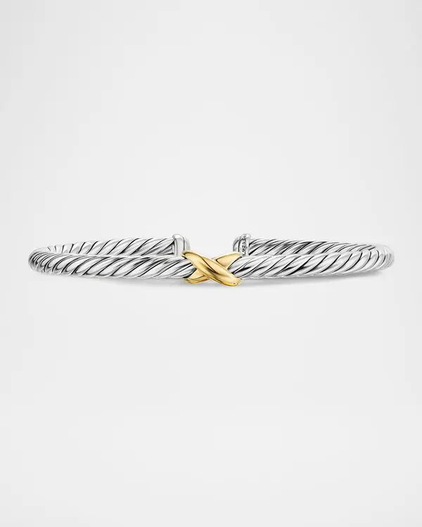 David Yurman Cable Bracelet With Gold Accent - Ylwslv