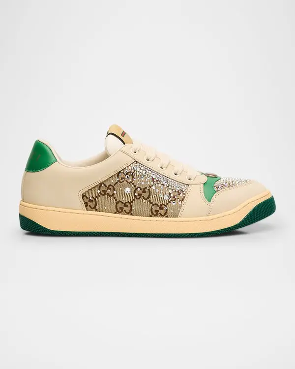 Gucci Screener Gg Canvas Crystal Sneakers - Sand