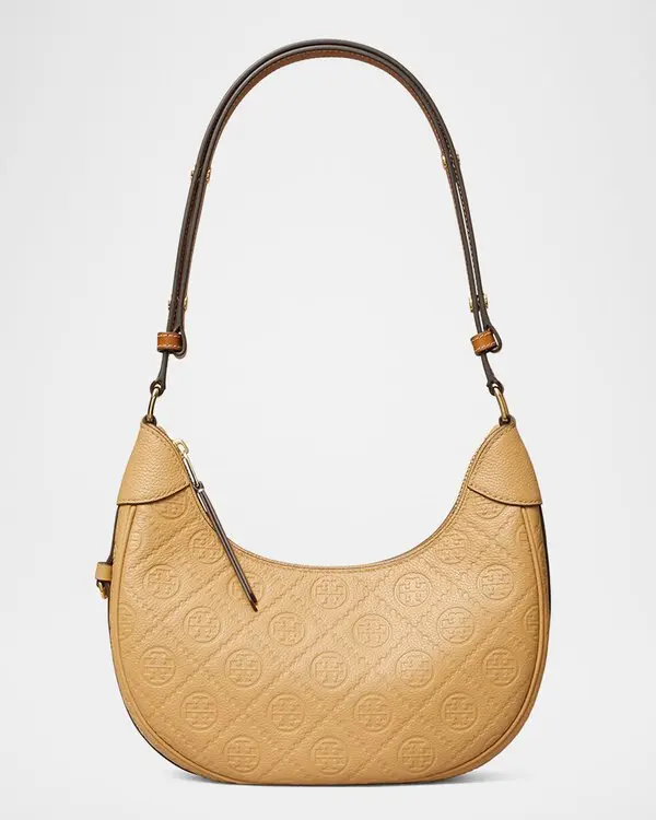 Tory Burch T Monogram Leather Crescent Bag