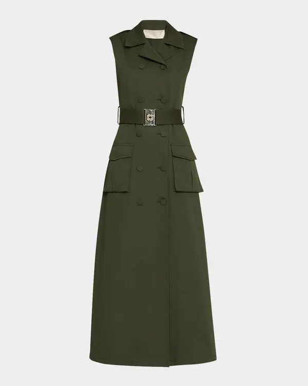Elie Saab Belted Gabardine Utility Midi Dress