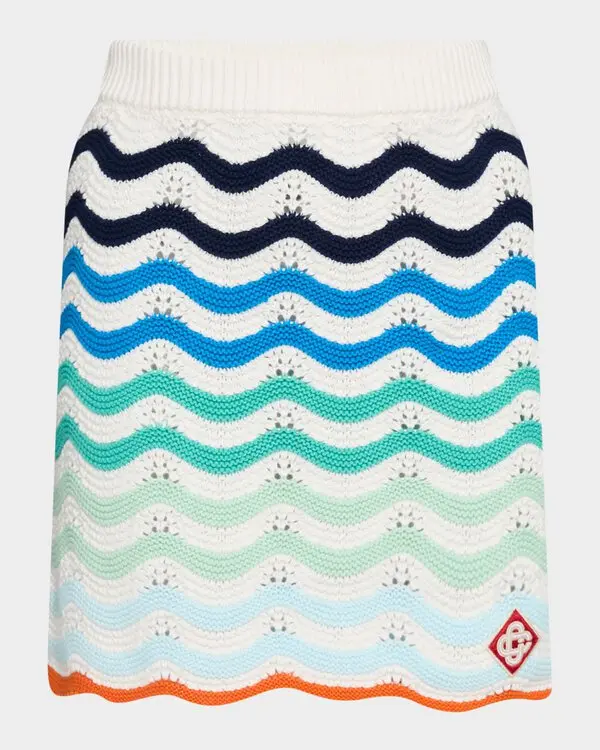 Casablanca Wavy Crochet Knit Mini Skirt - Wave