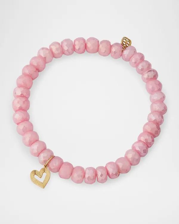 SYDNEY EVAN 14k Small Fluted Heart On Grapolite Bracelet