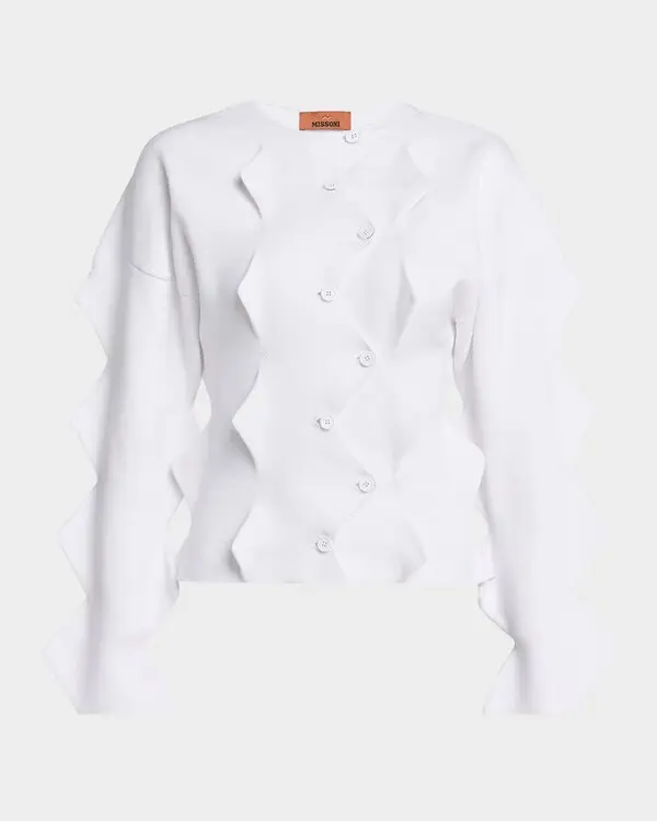 Missoni Pointed Knit Crewneck Cardigan