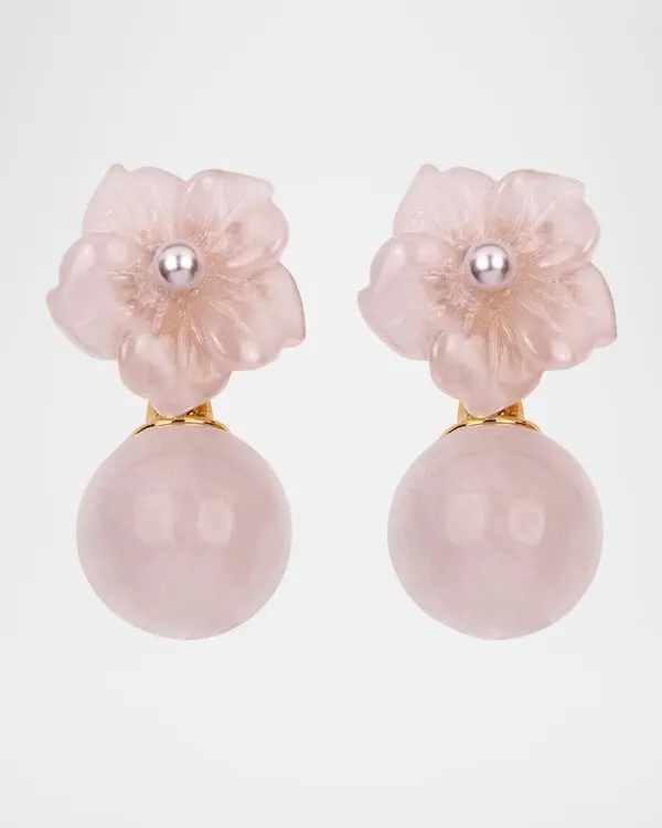 JENNIFER BEHR Kaylene Flower Stud Earrings - Rose Quartz