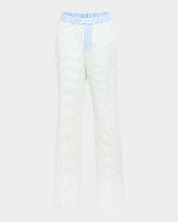 SER.O.YA Charli Striped Poplin Pants - Pastel Yellowice Bl