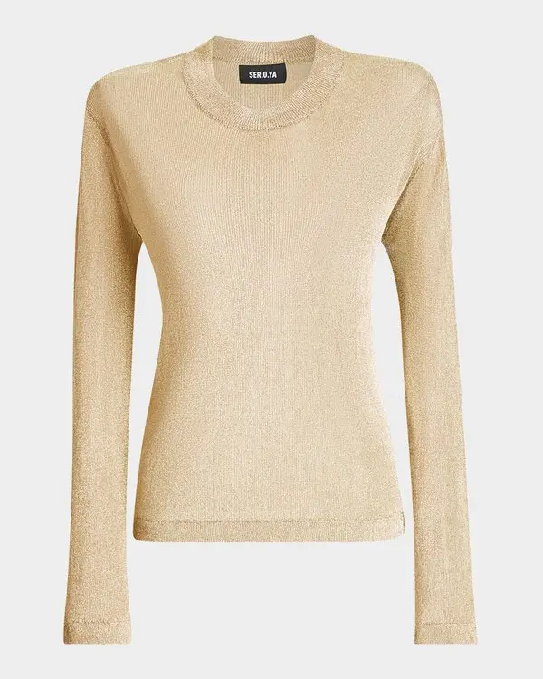 SER.O.YA Hana Metallic Knit Top - Gold