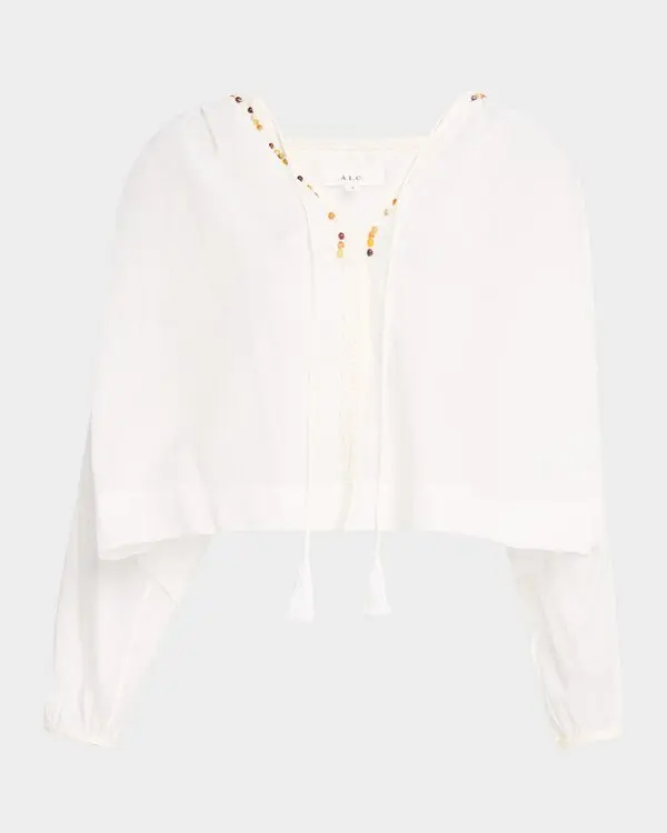 A.L.C. Jodie Beaded Long-sleeve Top
