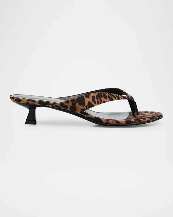 STUART WEITZMAN Rio Leopard-print Kitten-heel Thong Sandals