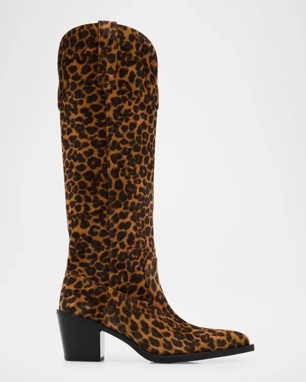 STUART WEITZMAN Felix Leopard-printed Suede Boots