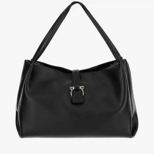 FERRAGAMO Leather Shoulder Bag - Black