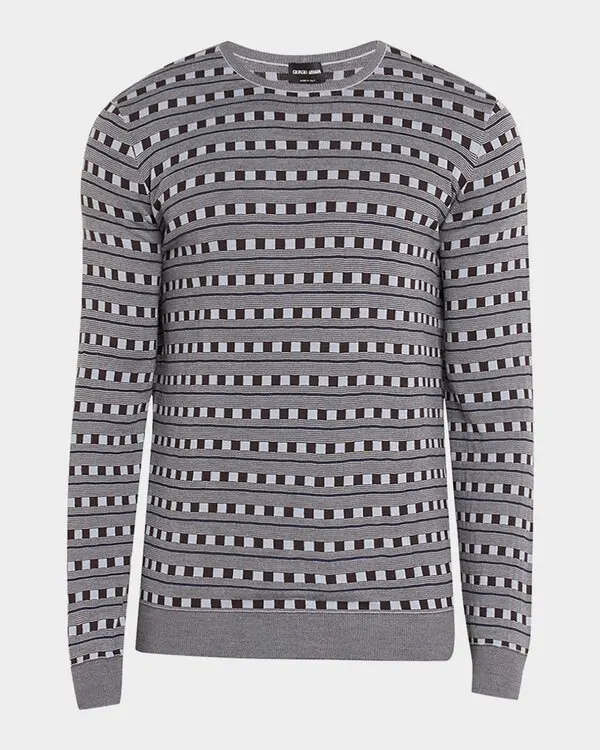 Giorgio Armani Wool Geometric Crewneck Sweater - Multi