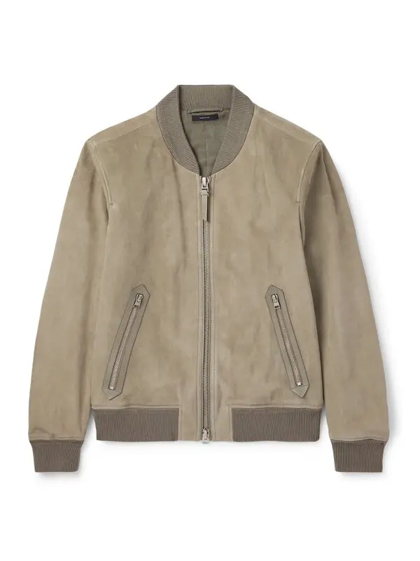 TOM FORD Suede Bomber Jacket - Green