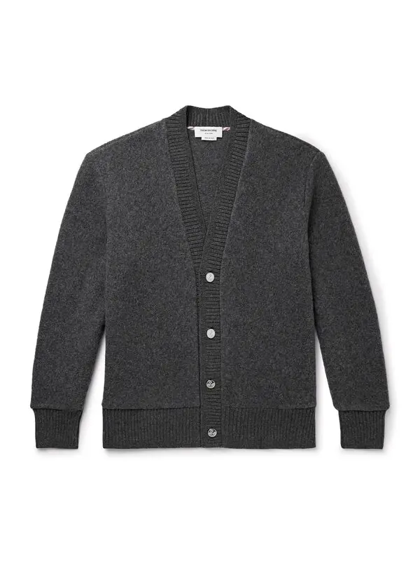 Thom Browne Brushed-wool Cardigan - Gray