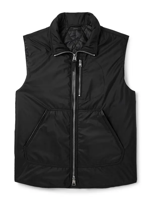 TOM FORD Leather-trimmed Shell Gilet - Black