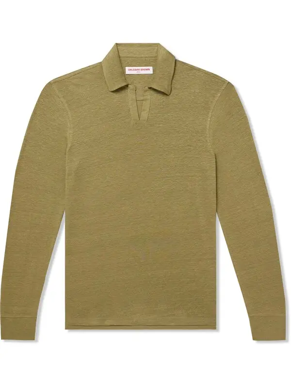 Orlebar Brown Felix Linen-jersey Polo Shirt - Green