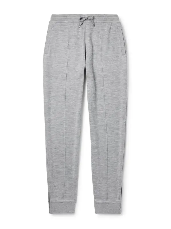 Brunello Cucinelli Tapered Pleated Cashmere-blend Jersey Sweatpants