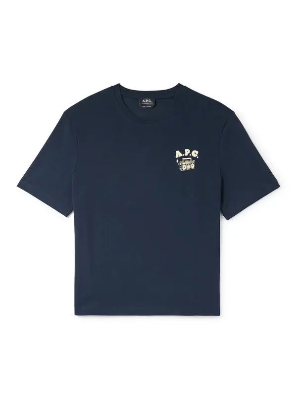 A.p.c. Disco Logo-print Organic Cotton-jersey T-shirt - Blue