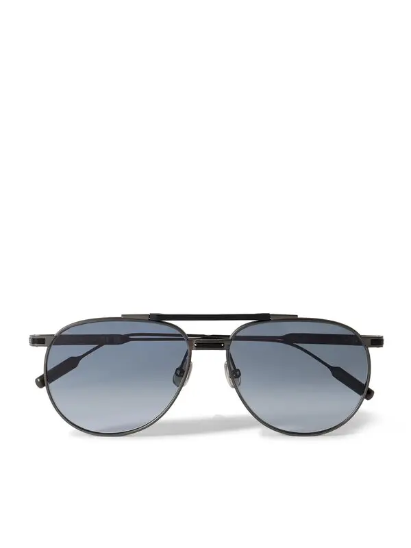Brunello Cucinelli Aviator-style Metal Sunglasses - Black