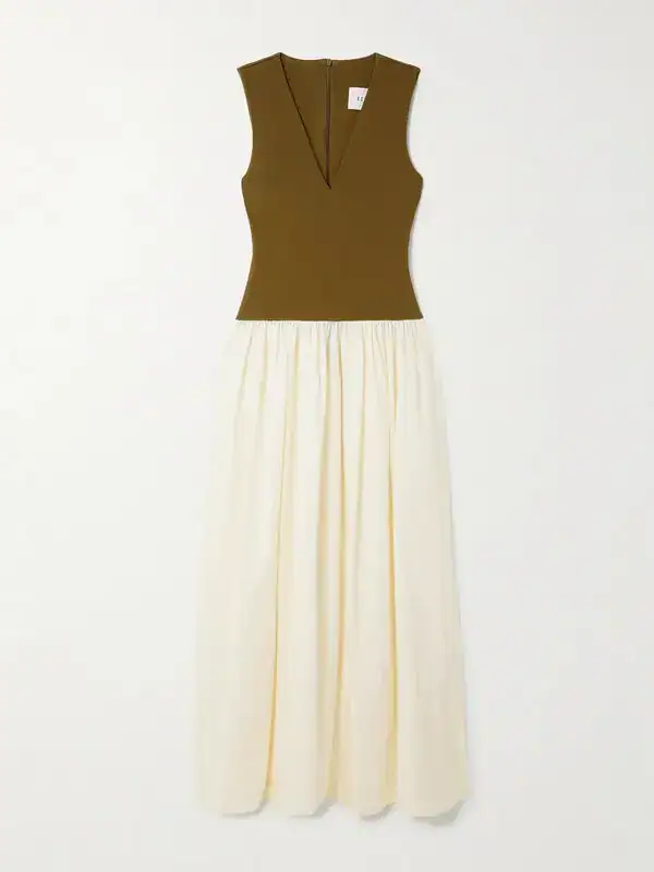 Esse Studios Stretch-Knit And Silk-Crepe Maxi Dress In Green - 60% Off |  Editorialist