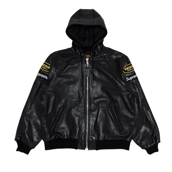 Supreme X Vanson Leather Hooded Work Jacket - Black